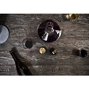 MENU Wine Carafe Decanter, Hand-Made 34 oz. Wine Decanter (Original Clear Steel) (Deluxe, Brass)