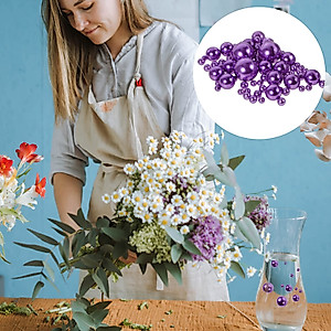 No Hole Floating Pearls Gems Purple Glossy Faux Pearls for Vase Filler Wedding Table Scatter Makeup Holder 125pcs