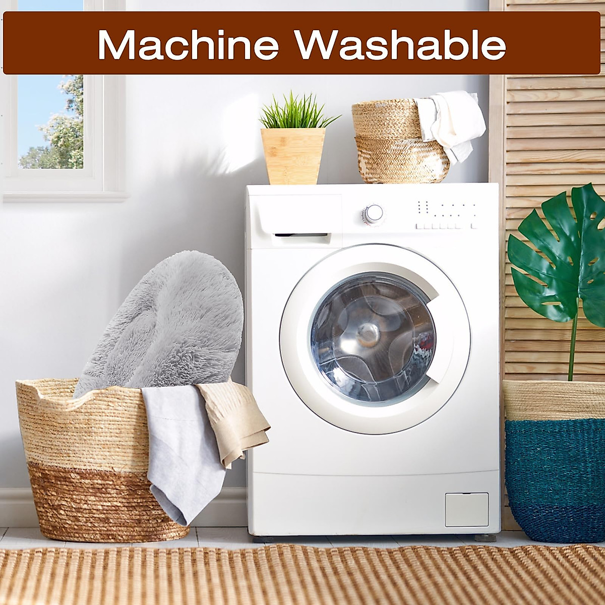 JOLLYVOGUE Calming Donut Dog Bed & Cat Bed, Anti-Anxiety Washable Round Bed, Fluffy Dog Cuddler Bed, Cozy Dog Cat Cushion Bed for Small Puppy (20")