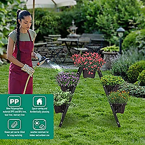 SweetBin Raised Garden Planter Bed, Tiered Planter Stand with 5 Boxes (Brown), 25" Long*30" Wide*31" Tall, Good for Herbs, Flowers, or Vegetables in Patio Balcony Indoor Outdoor