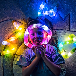 nutty toys Light Up Pop Tubes Sensory Toys - Glow Sticks for Kids, Fine Motor Skills Toddler Toy, Top ADHD & Autism Fidget 2024 Best Preschool Gifts Idea, Unique Boy & Girl Easter Basket Stuffers