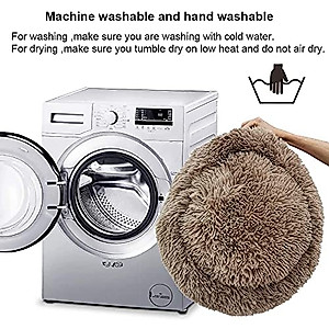 Awolf Cat Beds for Indoor Cats,24 Inch Round Donut Washable Cat Bed,Fluffy Calming Self Warming Soft Donut Cuddler Cushion Pet Bed for Small Dogs Kittens,Non-Slip