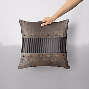 iiRov Bolted Rustic Metal Sheets - Custom Decorative Home Decor Indoor or Outdoor Throw Pillow Cover Plus Cushion Set for Sofa, Bed or Couch (Pillow CASE Cover Plus Cushion)