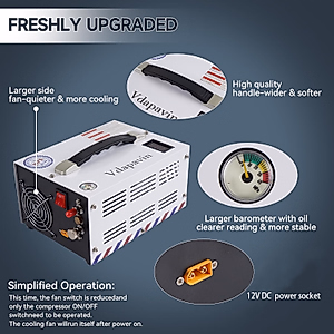 Vdapavin Pcp Air Compressor, 4500Psi 30Mpa Portable PCP Airgun Compressor with External Converter,12V DC/110V AC Oil & Water-Free Manual-Stop Air Rifle, Paintball and Scuba Tank Compressor Pump