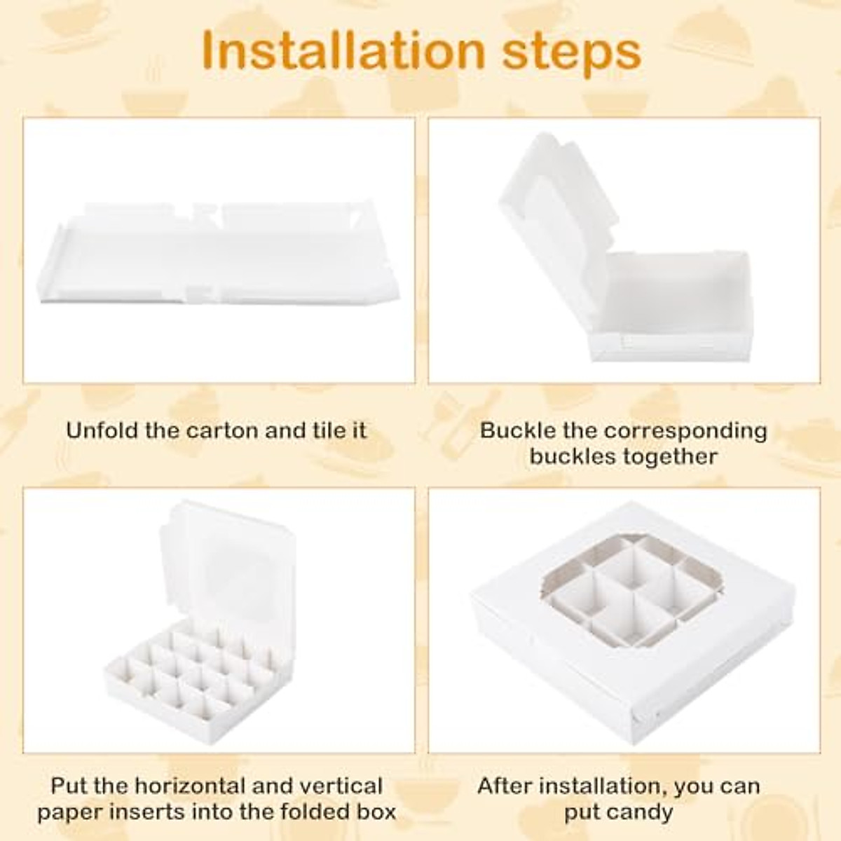 Empty White Pick and Mix Sweet Boxes with Inserts Clear Window and Divider 16-Compartments Quick Assemble Sampler Boxes for Chocolate Sweet Assortment (30 Pcs)