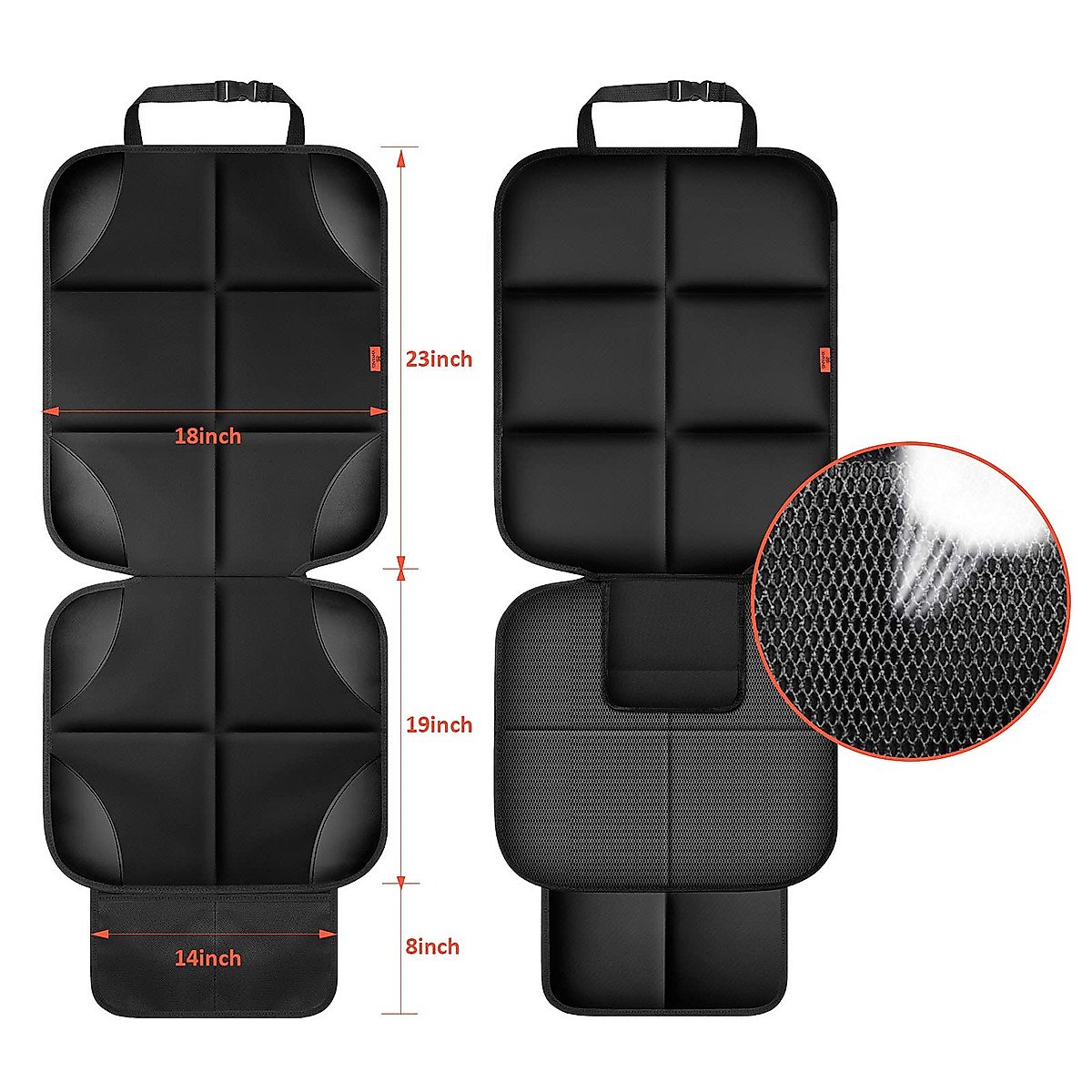 XHYANG Car Seat Protector 1 Pack Car Seat Cushion Mat Thickest Padding,Waterproof 600D Fabric Car Seat Covers for Non-Slip Backing Mesh Pockets for Baby and Pet (1 Seat Protector)