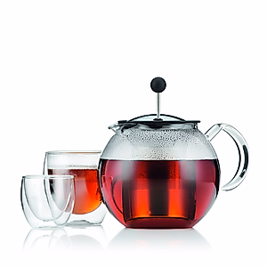 Bodum ASSAM Teapot, Glass Teapot with Stainless Steel Filter, 34 Ounce