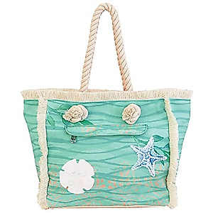 Sun 'N' Sand Cabarita Point Fringe Beach Shoulder Tote Green