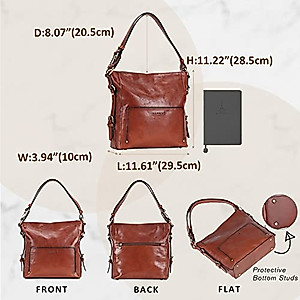Banuce Vintage Full Grains Italian Leather Hobo Handbags for Women Crossbody Purse Ladies Shoulder Messenger Bag