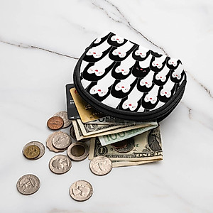 Cute Penguins Print Small coin purse for Women Girls Mini Canvas Pouch Change Wallet Card Holder with Zipper