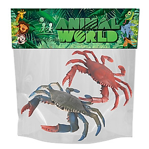 Gemini&Genius 2Pcs Crabs Marine Animal World Sea Animal Action Figure Ocean Model Toy Educational, Role Play, Cake Toppers, Swimming Toys, Bath Toys, Christmas Stocking Stuffers for Kids