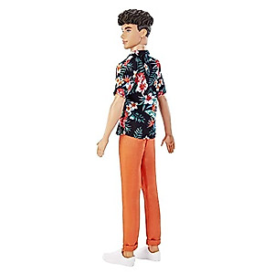 Barbie Fashionistas Ken Doll #184 with Brown Cropped Hair Wearing Hawaiian Shirt, Orange Pants & White Deck Shoes