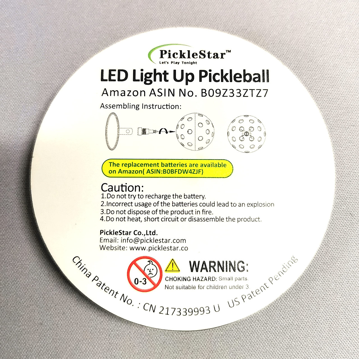 PickleStar 9 Pack Replacement Battery for PickleStar1 LED Ligth up Pickleball Balls