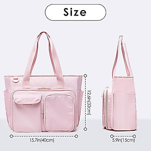 Fasrom Teacher Tote Bag with Laptop Compartment, Teacher Work Bag for Women and Teaching Supplies, Pink (Patent Design)