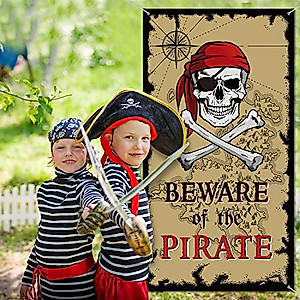 Beware of Pirates Door Banner Pirate Party Decoration Pirate Backdrop Halloween Birthday Party Photo Booth Props Pirate Theme Party Supplies