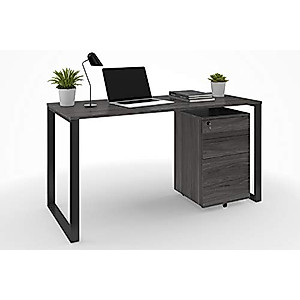 HON Basyx Commercial-Grade Executive Desk, 55", Gray