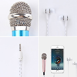bjduck99 3.5mm Universal Wire Connect Karaoke Metallic Mini Microphone for Cell Phone PC - Silver