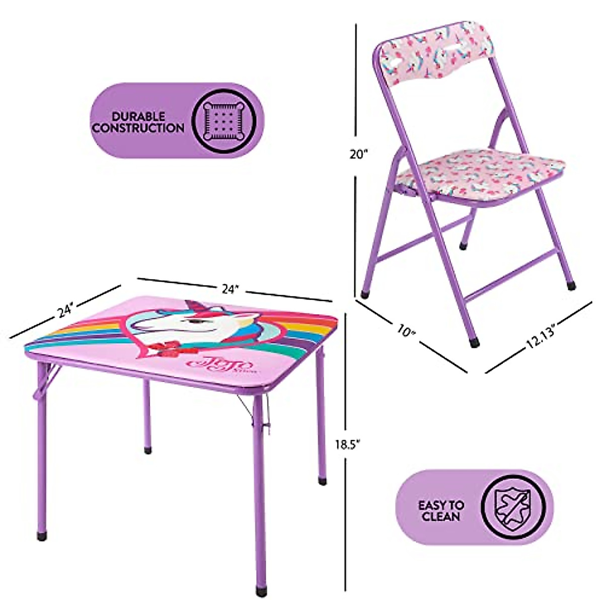 Jojo Nickelodeon Siwa 3Piece Table Set with 2 Folding Chairs & 1 Table, Ages 3+