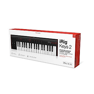 IK Multimedia iRig Keys 2 portable keyboard MIDI controller with 37 velocity-sensitive synth-action mini keys and headphone output, for iPhone, iPad, Mac, PC, Android