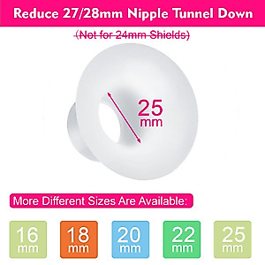 LOZAEVE 25mm Silicone Flange Inserts Compatible with for Spectra S1/S2, Medela, Bellababy, Elvie, Willow go, Momcozy S9 S10 S12, Freemie Breast Pump Insert Shields, Reduce 27-28mm Tunnel to 25mm, 2pcs
