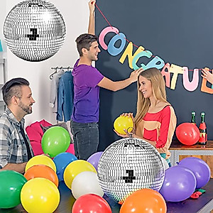 Marsui 2 Pack Large Disco Ball Silver Hanging Mirror Disco Ball Reflective Mirror Disco Ball Ornament for Party Holiday Wedding Dance Music Festivals Decor Club Stage Props DJ Decor(12 Inch, 12 Inch)