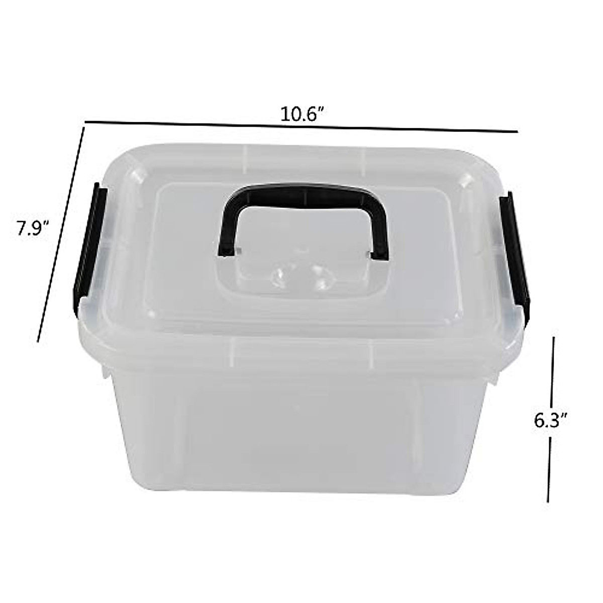 Begale 5 Quart Plastic Small Storage Container, Clear Latch Box with Latches, 4-Pack