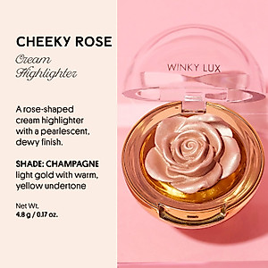 Winky Lux Cheeky Rose, Cream Highlighter with Vitamin E, Gold Highlighter, Makeup Highlighter, Champagne