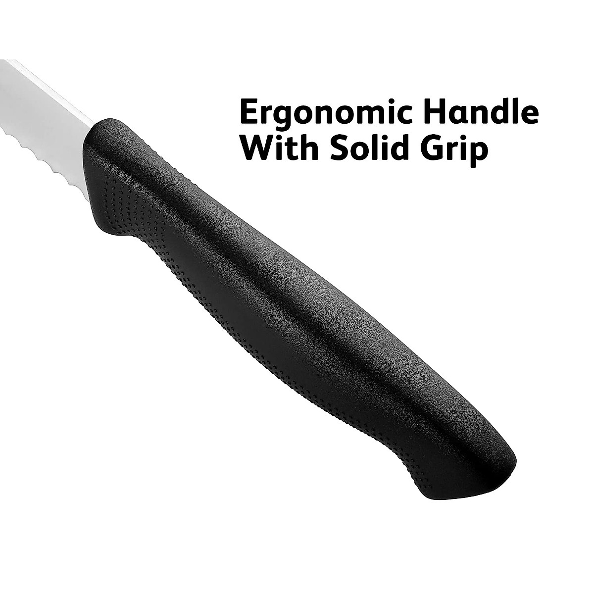 Humbee Cusine Pro, 8 inch Bread Knife, Serrated Knife Wave Razor-Sharp Blade Comfortable Grip Dishwasher Safe, NSF Certified, Black