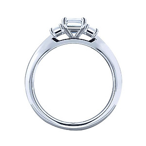 2 TCW Emerald Cut Moissanite Solitaire With accents Engagement Bridal Ring For Women In 10KT Solid Gold In Prong Setting For Wedding Anniversary ( Center 1 CT , Clarity VVS1-VVS2 , Color D-E,6)