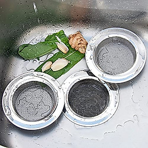 CORNERJOY 2PCS Kitchen Sink Strainer-Stainless Steel Mesh Drain Strainer,Large Wide Rim 4.5" Diameter