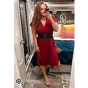 ALAIX Women's Wide Belt Stretchy Dress Belts Elastic Snap-Button Corset Belts for Women Waist Belt Waistband