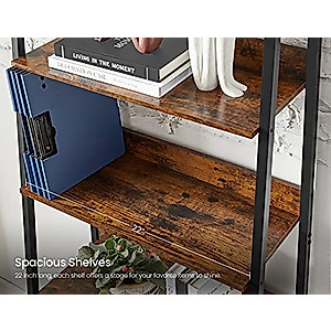VASAGLE Bookshelf, 5-Tier Narrow Book Shelf, Ladder Shelf for Home Office, Living Room, Bedroom, Kitchen, Rustic Brown and Black ULLS067B01