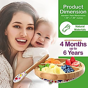 NutriChef Round Bamboo Baby Plate, Star Plate