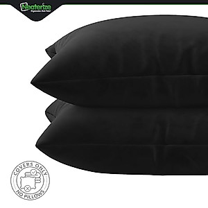 NEATERIZE Premium Velvet Pillow Covers 18x18 Black - Washable Decorative Fabric Throw Pillow Covers for Couch or Bed - Set of 2