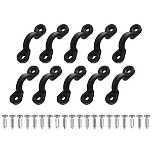 luzen 10Pcs Nylon Bungee Deck Loops Tie Down Pad Eye with 20 Screws C Type Kayak Handle Buckle Kayak Eyelets Hardware Accessories for Boat Kayak Deck Rigging Kit, Black