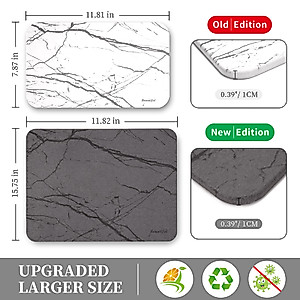 Drying Stone for Kitchen Counter, 16”x12” Diatomaceous Earth Tray, Fast Drying Stone Mat Kitchen, Water Absorbing Stone Tray for Kitchen Bathroom (Grey)