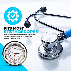 Nurse Stethoscope Watch - Lightweight Metal Frame- Attaches Directly to Stethoscope for All Medical Professionals (Silver)