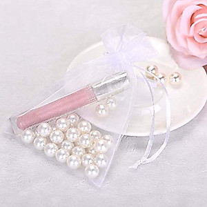 50 Pcs 4x6 inch Gift Wrap Bags, Organza Sheer Clear Tulle Fabric, White Drawstring Sachet for Baby Shower Favor, Birthday Party Favor, Bachelorette Party, Girls Graduation,Small Votive Candles,Marble