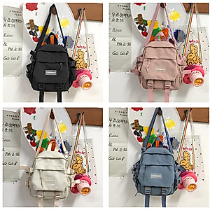 Eagerrich Kawaii Mini Backpack with Cute Pin Accessories Plush Pendant Kawaii School Backpack Cute Mini Aesthetic Backpack for School, Travel