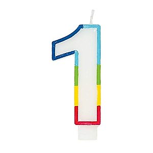 Unique Vibrant Rainbow Border Number "1" Birthday Candle - Multicolored & Eye-Catching Design - Perfect for Unforgettable Birthday Celebrations