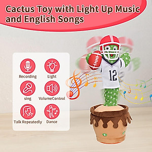 MIAODAM Dancing Football Cactus Toy, Singing, Talking, Record & Repeats What You say with 60 English Songs, Funny Eletronic Baby Toys