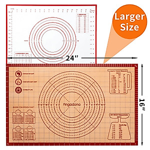Pastry Mat Cutter Dough Blender Set - No-stick Large Silicone Baking Mat with Measurements,Dough Cutter Bench Scraper,Biscuit Cutter,Dough Rolling Fondant Mat,Pie Crust Kneading Mat,Baking Dough Tools