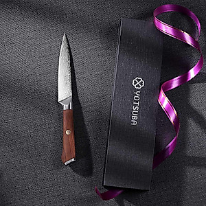 YOTSUBA Utility Knife,5" Petty Kitchen Knife, Forged High Carbon German Steel Full Tang & Razor Sharp Ergonomic Handle Design