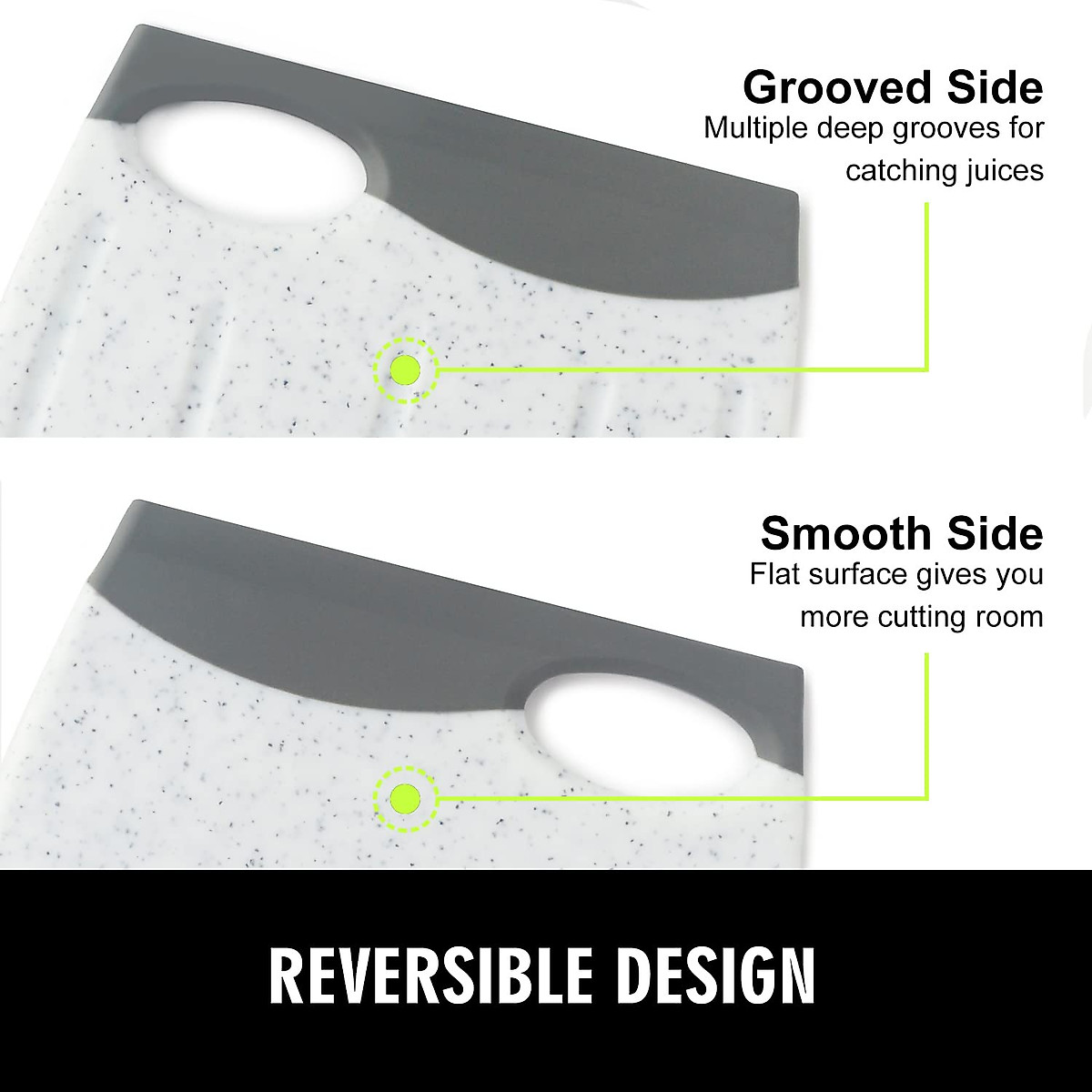 Small Non Slip Cutting Board, 7.48" Mini plastic Cutting Board for Small Kitchen Task, Unique Design with Multiple Juice Grooves! BPA Free, Dishwasher Safe, Easy Grip Handle (White)