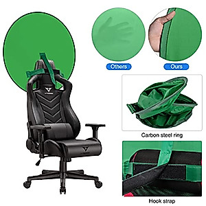 Portable Webcam Background, 75cm Collapsible Green Background for Video Chats, Zoom, Skype, Video, Photo, Single-Side Chromakey Green Screen for Chair