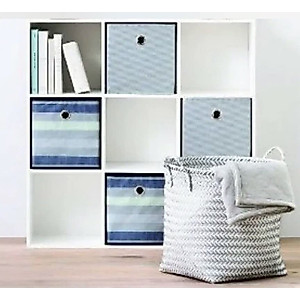 Room Essentials™ - 11" Fabric Cube Storage Bin - Navy Stripe - Set of 6