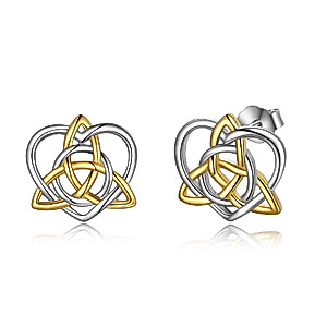 Celtic Earring Jewelry Sterling Silver Irish Celtic Earrings Hypoallergenic Triquetra Trinity Knot Stud Earrings for Women Girls, Christmas Gifts for Her