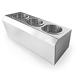 overstockedkitchen Flatware Organizers Stainless Steel Cylinder Flatware Silverware Utensil Holder Organizer Caddy (3 holes)