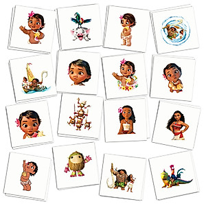 Moana Birthday Party Supplies, 34Pcs Temporary Tattoos Party Favors, Removable Skin Safe, Fake Tattoo Stickers for Goody Bag Treat Bag Stuff for Moana Birthday Party Gifts