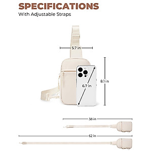 CHOLISS Small Sling Bag for Women and Men, Crossbody Bags Trendy Fanny Packs Chest Bag with Extended Strap, Cream